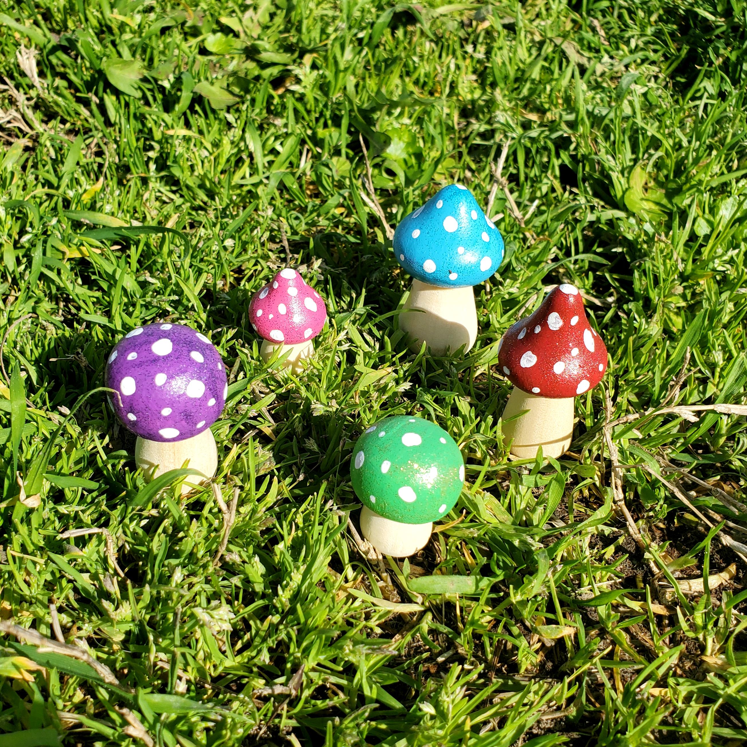 Small Hand Painted Wooden Fairy Mushroom Toadstools - Etsy
