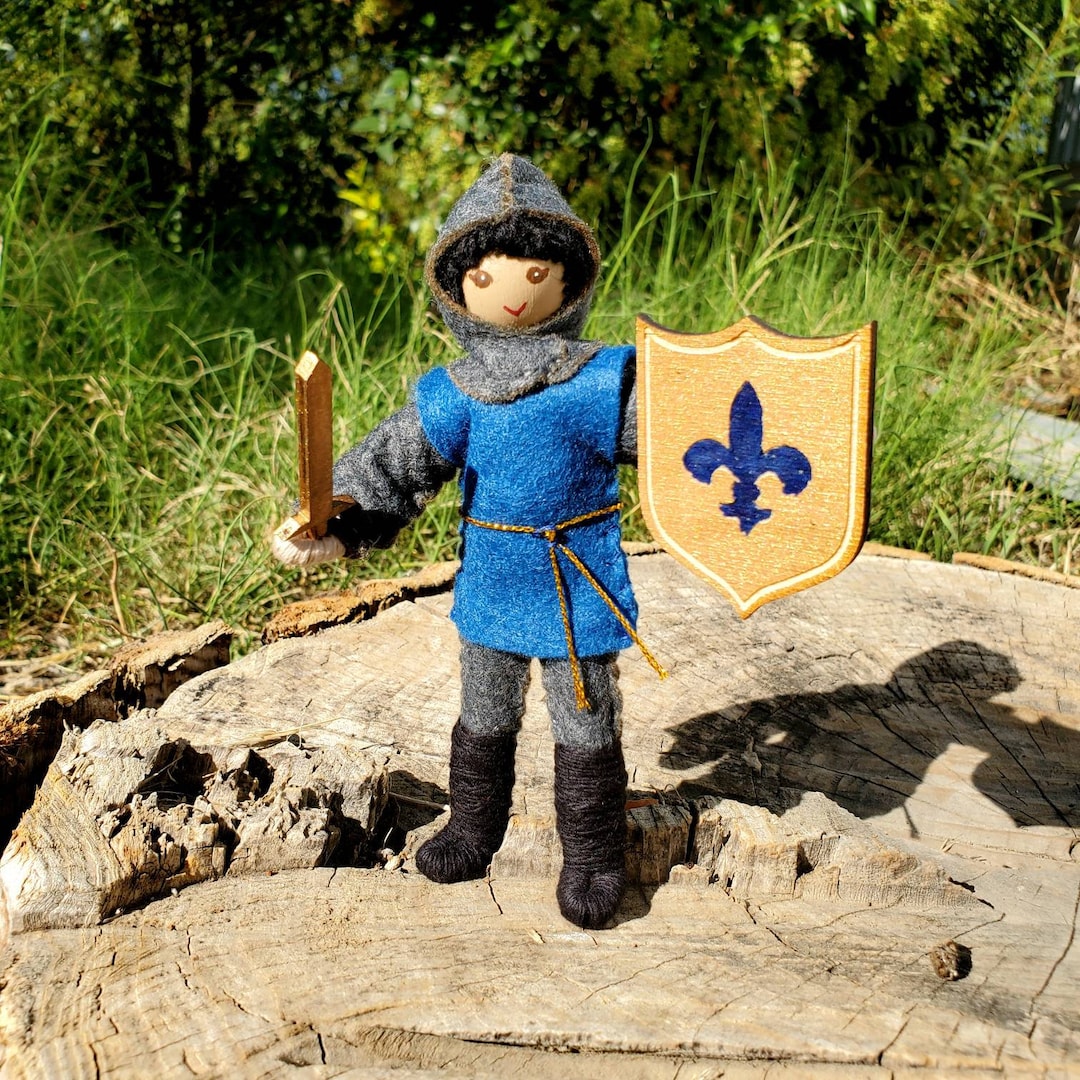 Dollhouse Knight Doll With Blue Tunic - Bendy Doll - Waldorf Castle ...