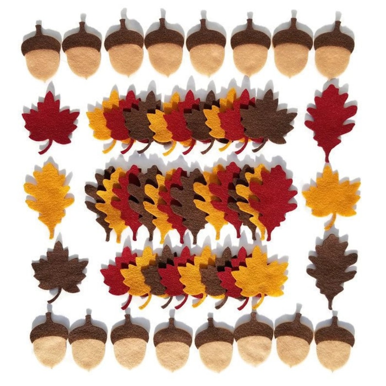 Felt Autumn Leaves Craft Embellishments Felt Acorns Fall - Etsy