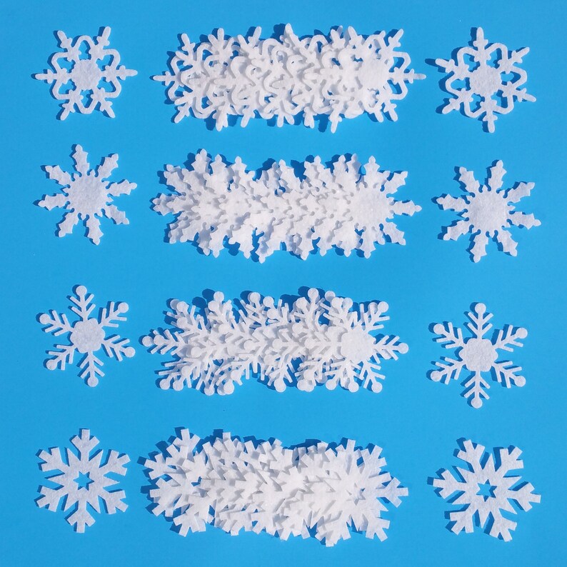 Felt Snowflakes Craft Embellishments Felt Craft Shapes Felt - Etsy