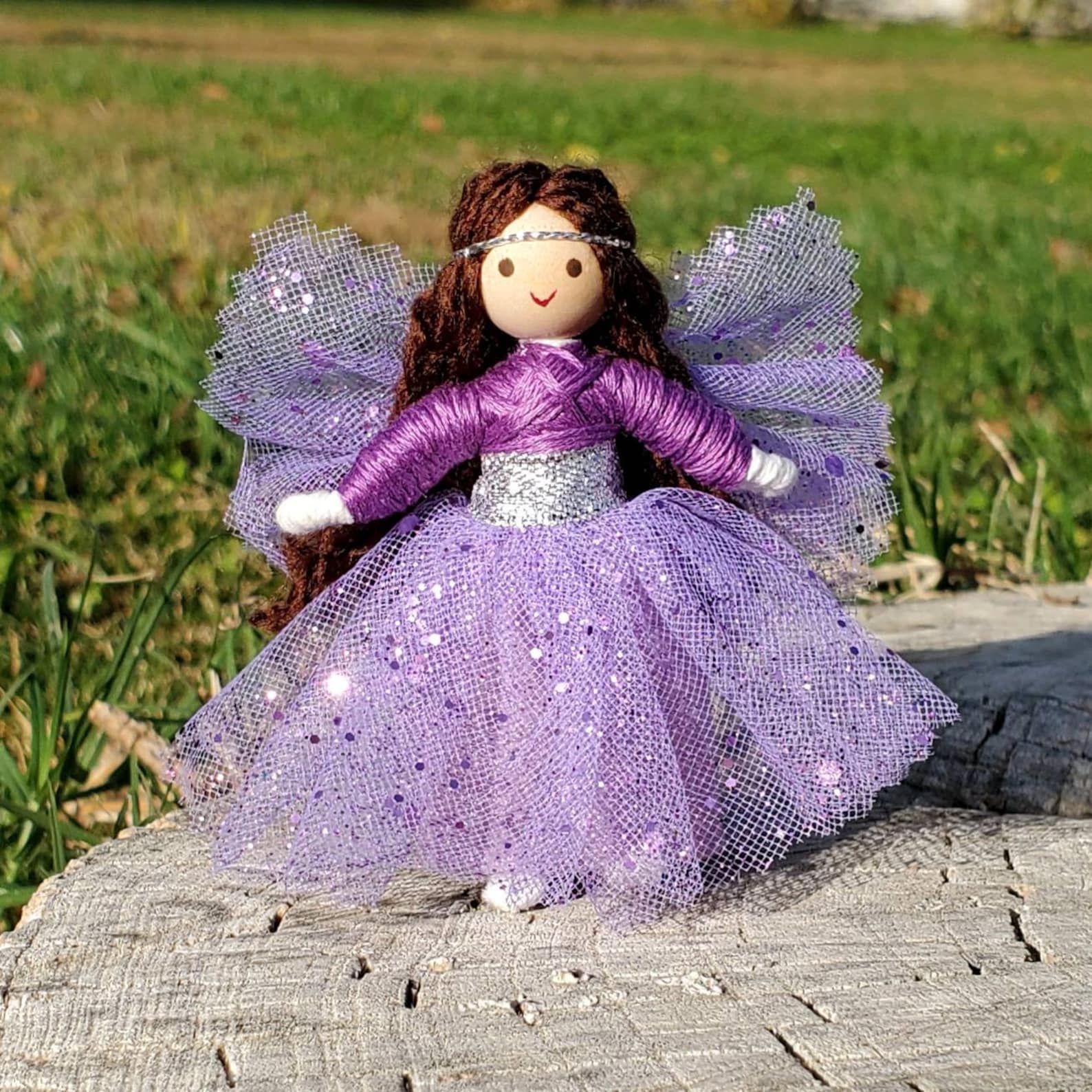Tiny Fairy Doll Toy for Girls - Purple Flower Fairy Handmade - Small ...