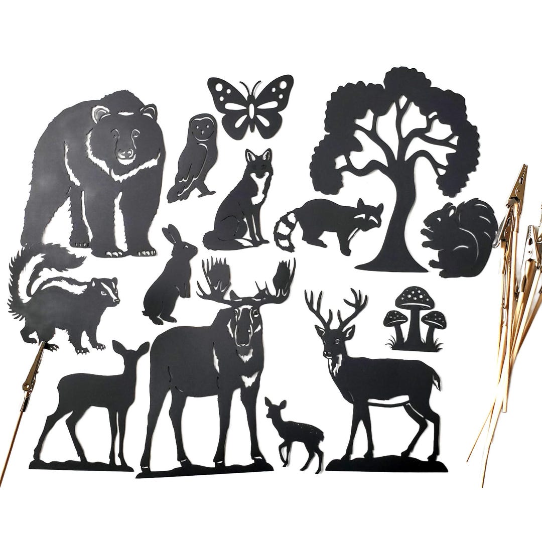 Woodland Forest Animals Shadow Puppet Set - Etsy