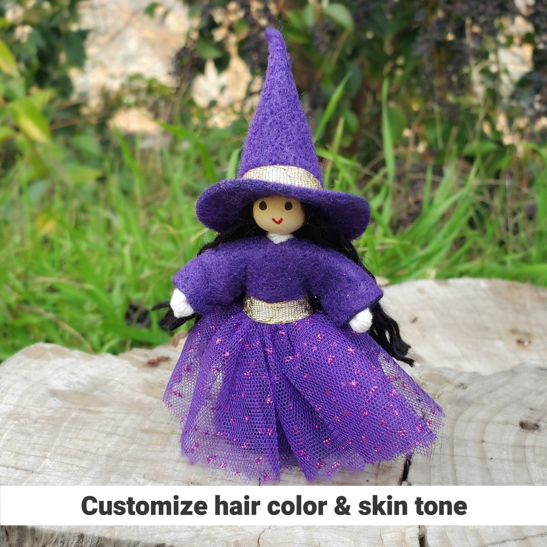 Cute Witch Doll - Sweet Witch Figurine Handmade - Small Witch Doll ...