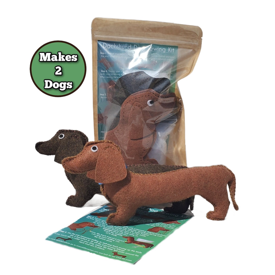 Felt Stuffed Animal Dachshund Dog Sewing Kit - Cute Weiner Dog Beginner ...
