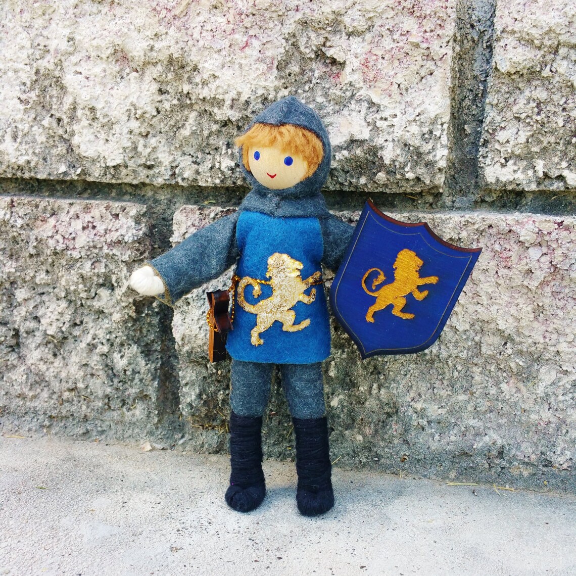 Dollhouse Knight Doll With Blue Tunic Bendy Doll Waldorf | Etsy