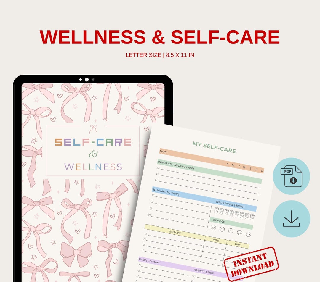 Self-care & Wellness Planner: Daily Mindfulness Tracker (printable PDF ...