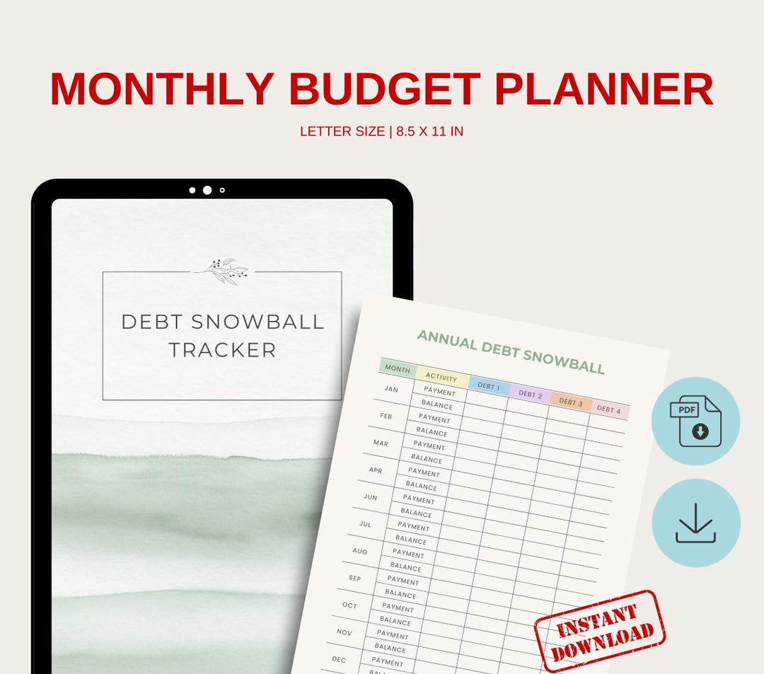 Debt Snowball Tracker: Printable Debt Payoff Worksheet (PDF Download ...