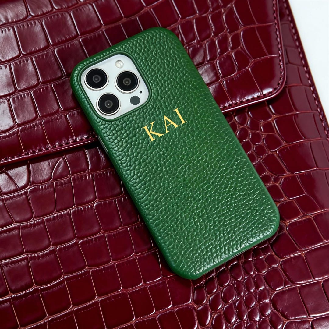Monogram Pebble Vegan Leather iPhone Case, Personalized Initial Gift - Etsy