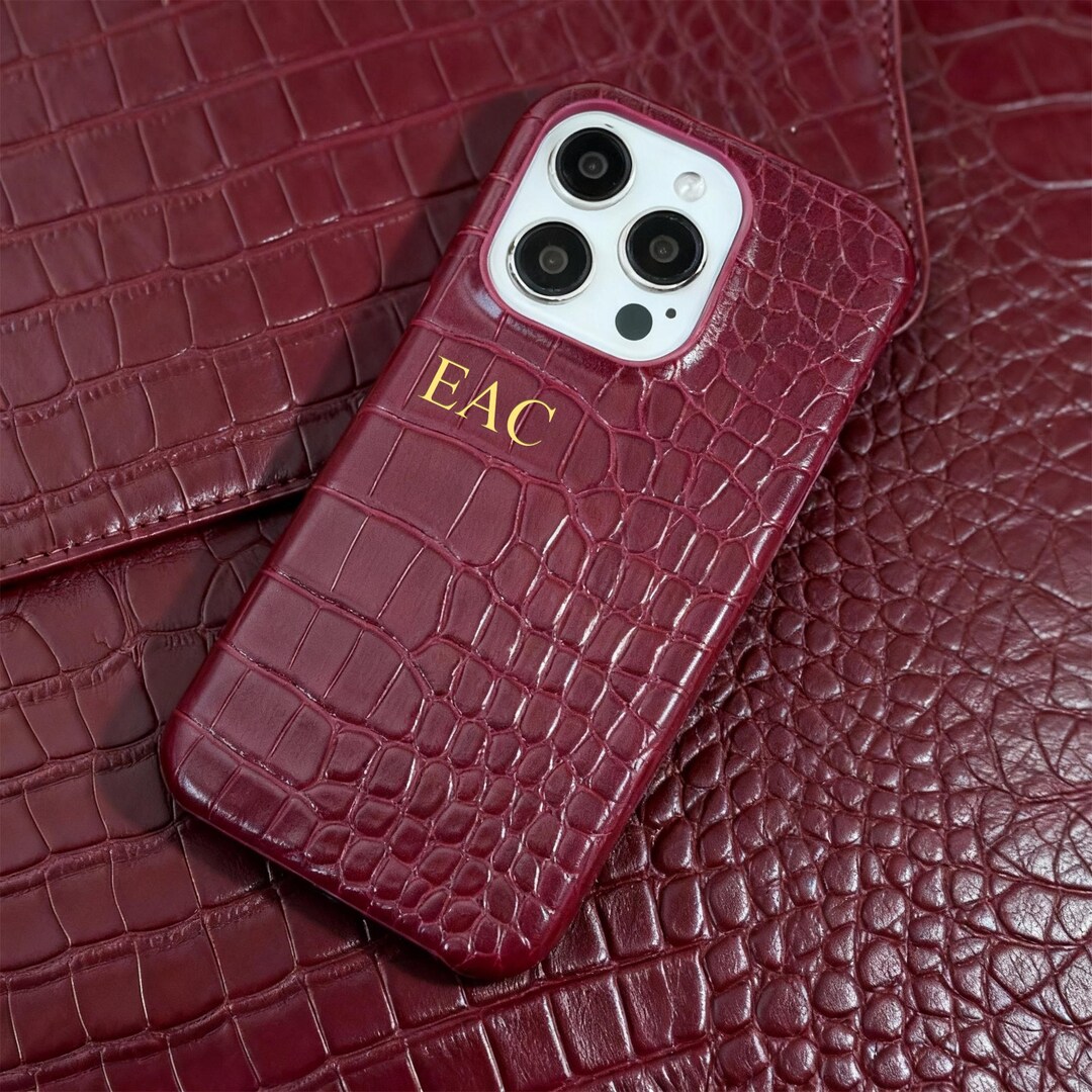 Personalized Initials Croc Leather iPhone Case, Custom Name Engraved ...