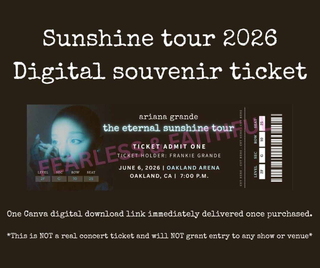 Digital Concert Ticket • Sunshine Pop Tour • Printable Souvenir Ticket ...