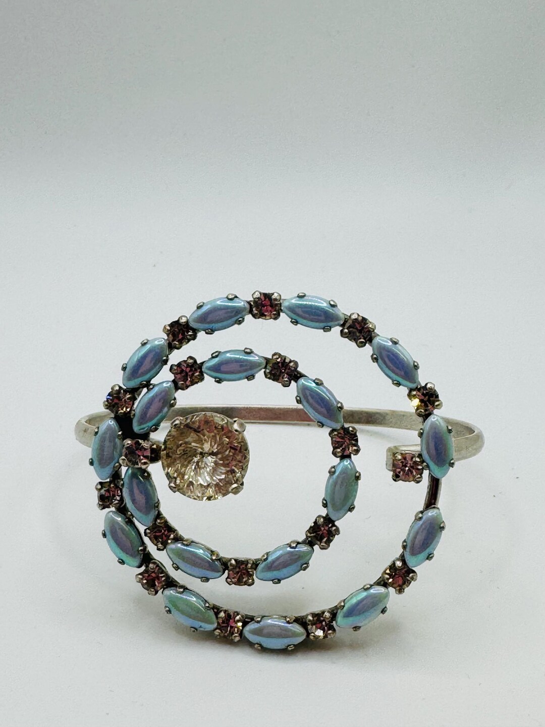 RARE Vintage Spiral Convertible Bangle Bracelet With Iridescent Stones ...
