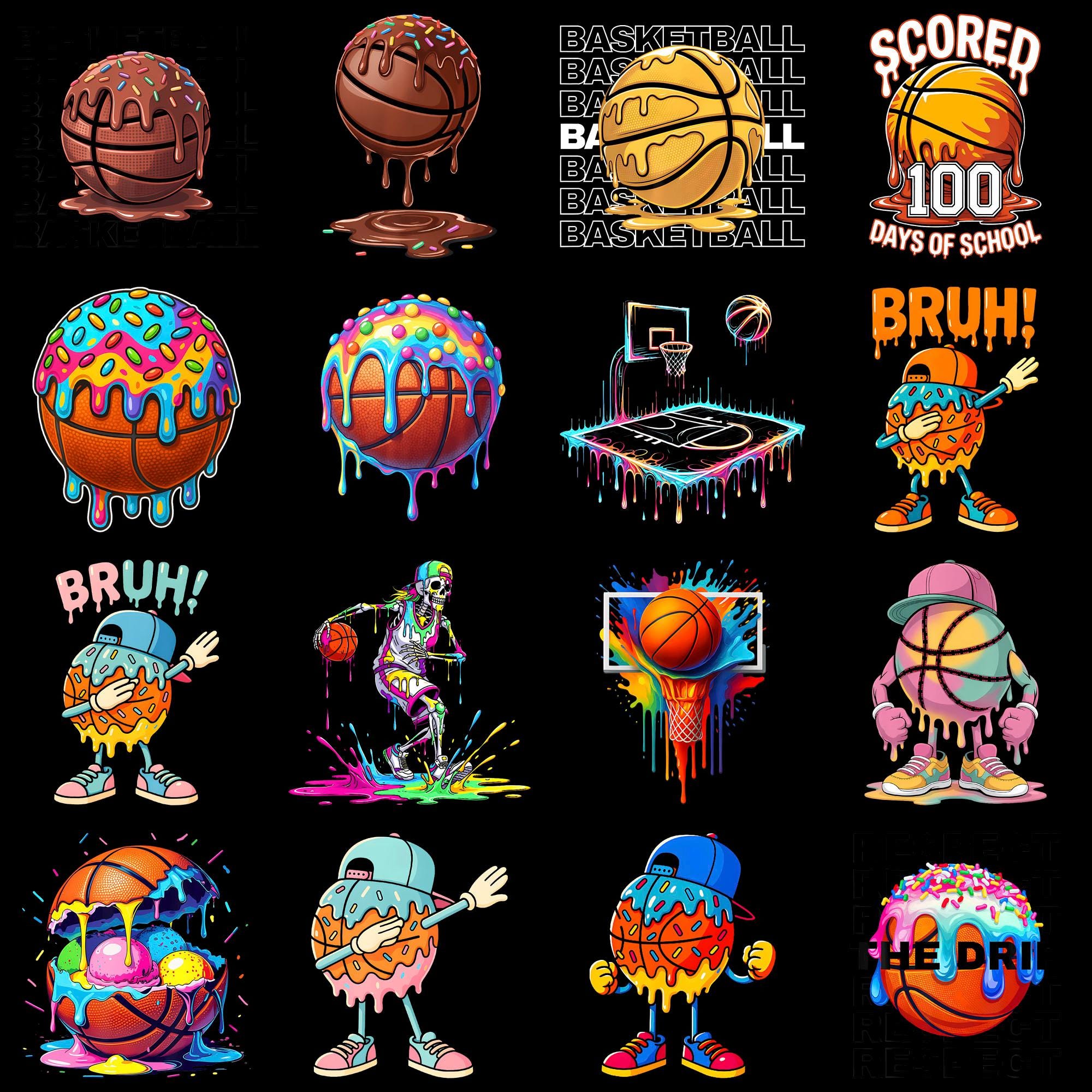 Basketball Ice Cream Drip PNG, Funny Slay Sports Clipart, Summer ...