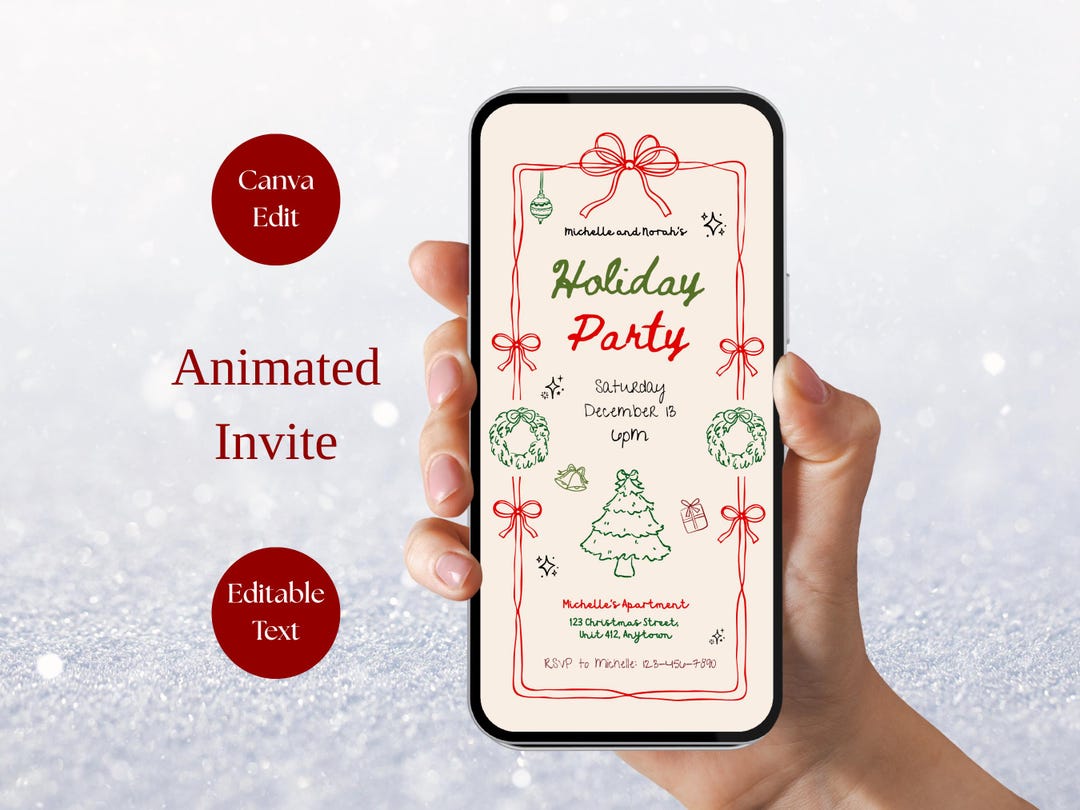 Animated Christmas Party Invitation Holiday Celebration Whimsical ...