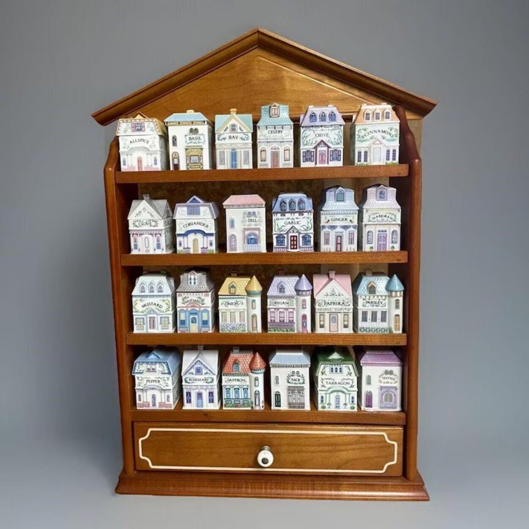 NEW Never Used Lenox 1989 Spice Village Set Complete 24 Jars Rack ...