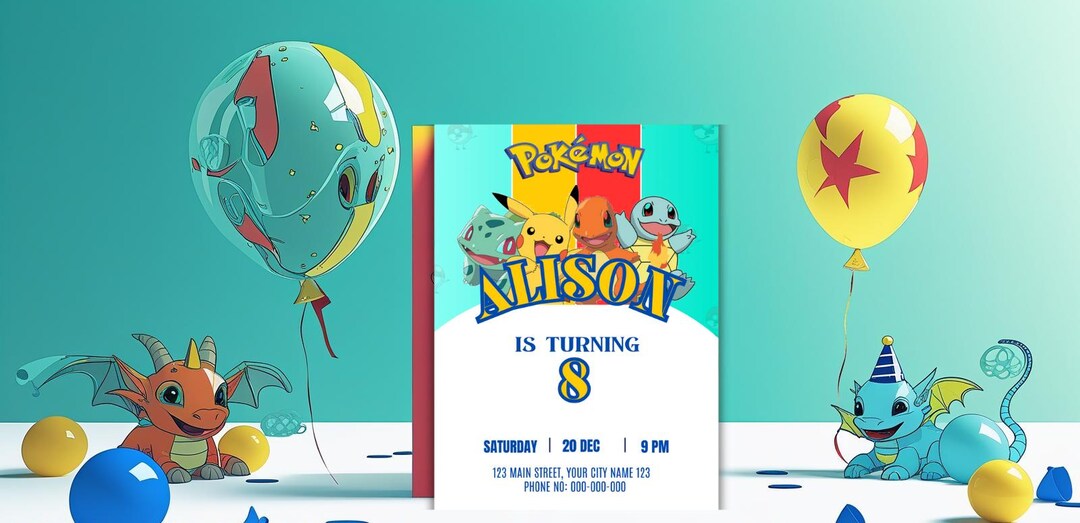 Custom Pokemon Birthday Card | Personalized Pokemon Invite | Printable ...