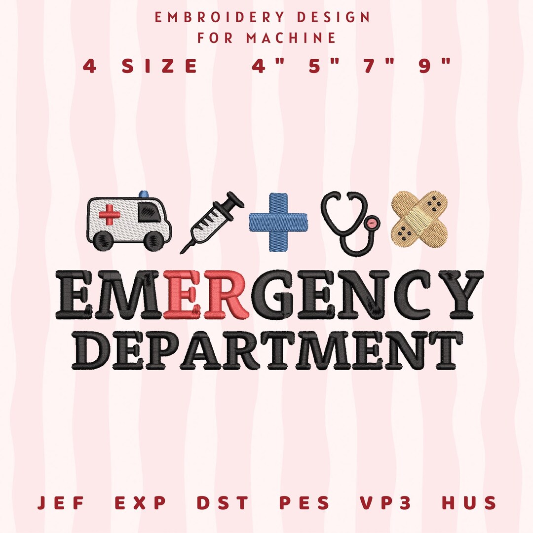 Emergency Department Embroidery Design: ER Nurse Football File (digital ...