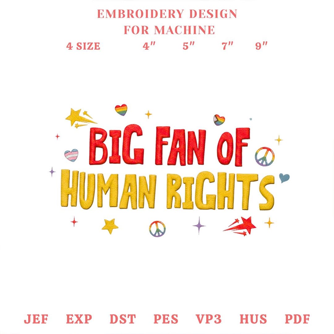 Embroidery Big Fan of Human Rights Design, Social Justice Embroidery ...