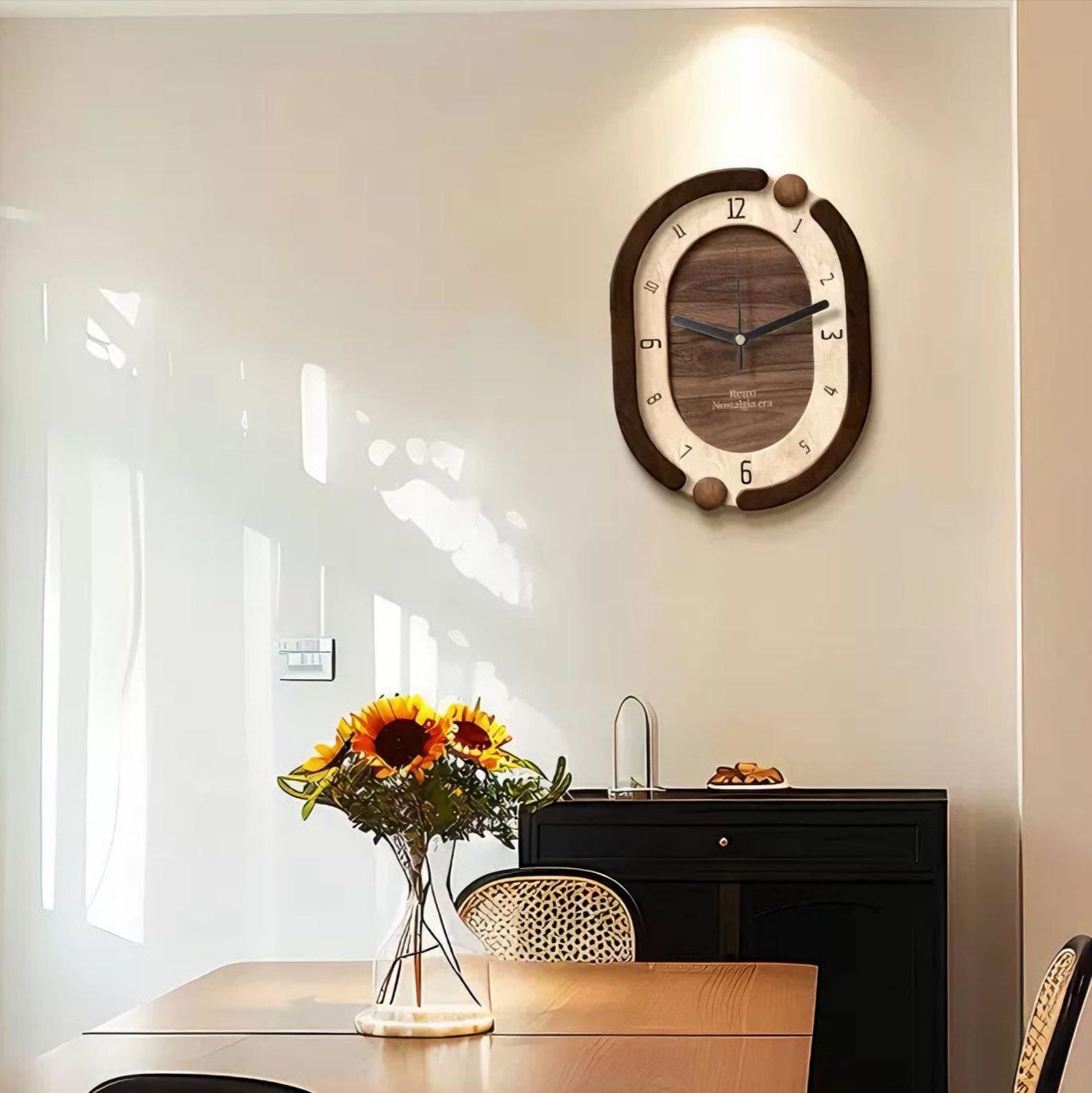 Mid Century Wall Clock Sandstone Dial Aluminum Frame 3 Sizes Gold Black ...