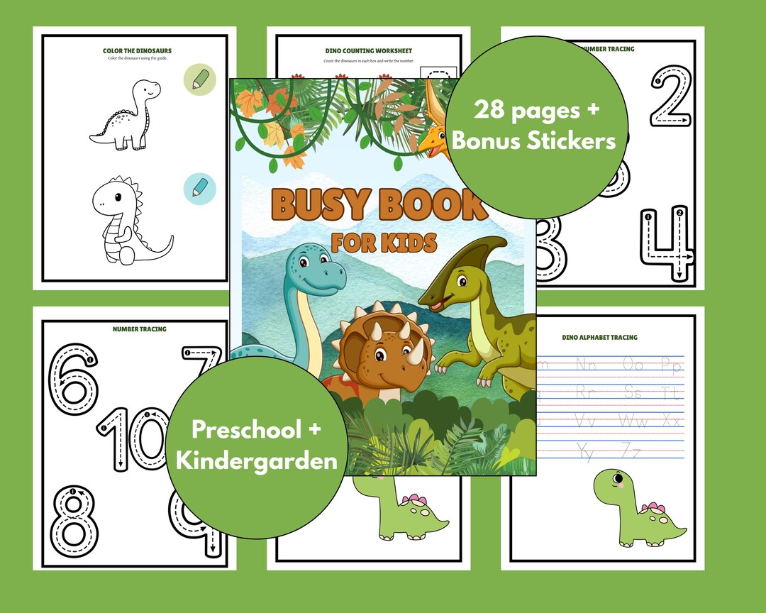 Dinosaur Preschool Worksheets for Kids, Dino Busy Book Printable ...