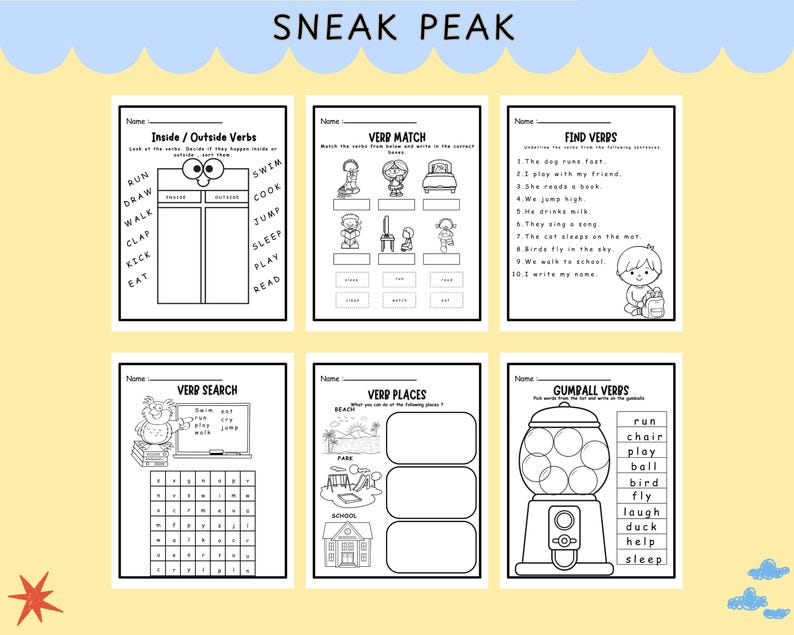 Printable Verb Worksheets, Choose the Correct Verb, Singular Plural ...