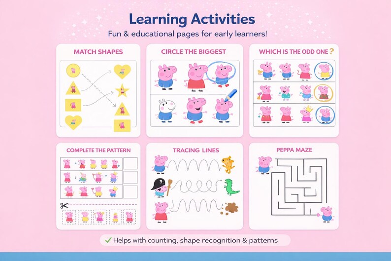 Preschool Busy Book Printable, Cartoon Activity Workbook for Kids Ages ...