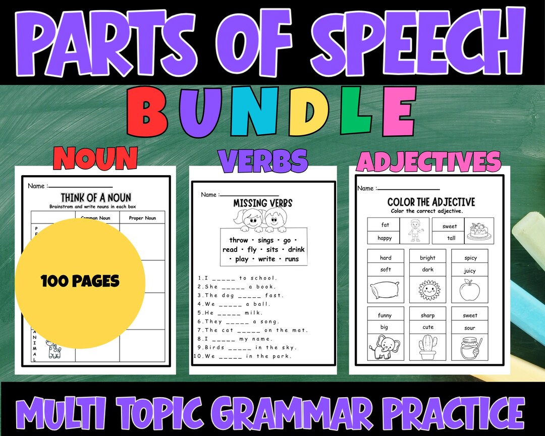 Grammar Worksheets Bundle | Parts of Speech Activities for Grade 1 & 2 ...
