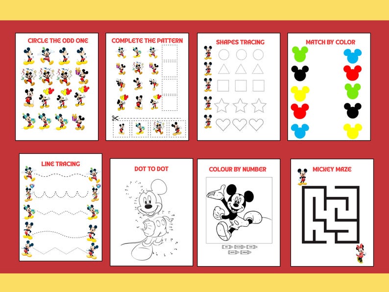 Mickey Mouse Learning Activity Book Worksheets Printable Busy Book for ...