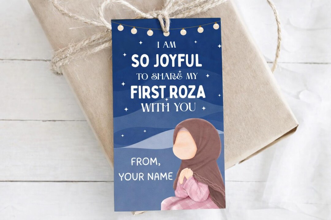 First Roza Gift Tag, Ramadan Mubarak Printable, Editable Canva Gift Tag ...