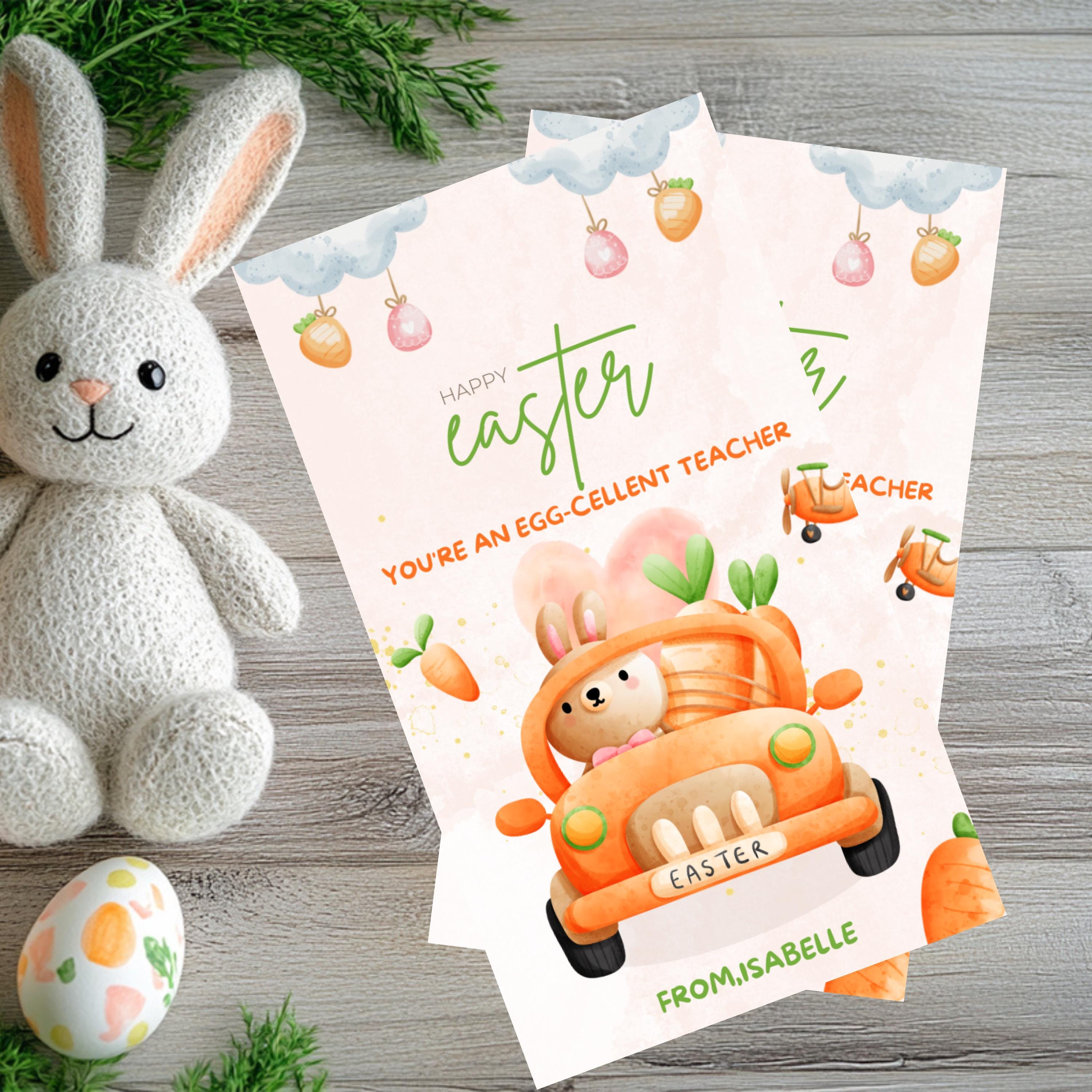 Editable Easter Teacher Gift Tag, Bunny Carrot Car 2 X 3.5 Inch ...