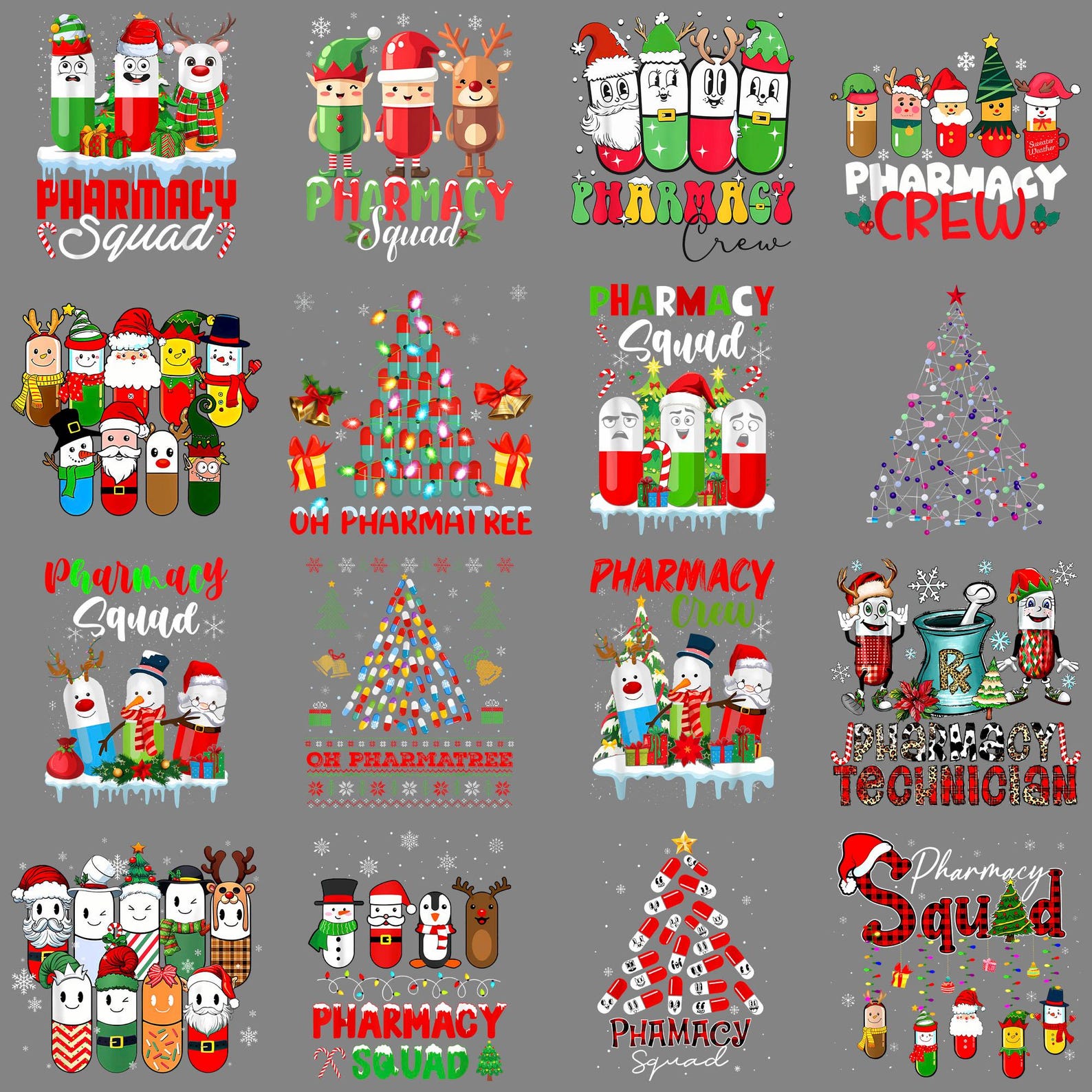 Christmas Pharmacy Squad PNG, Funny Pharmacist Holiday Clipart, Cute ...