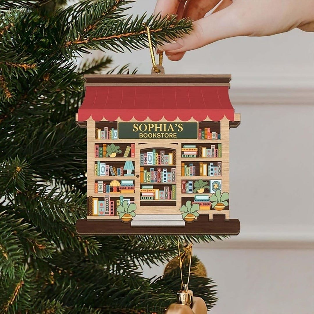Personalized Bookstore Ornament, Custom Book Shop Christmas Decor - Etsy
