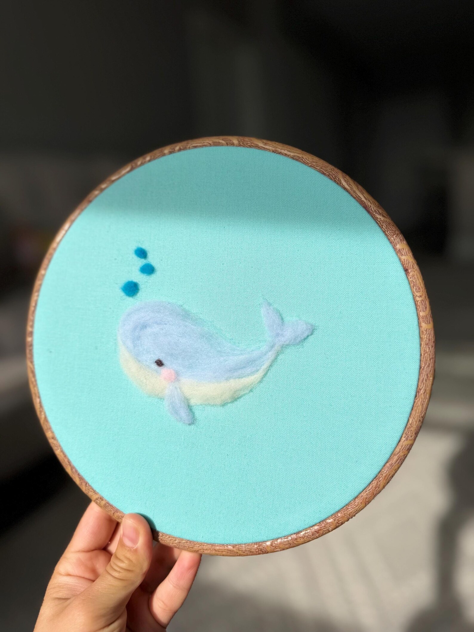 Needle Felted Whale Hoop Art, Ocean Nursery Decor, Baby Boy Room Wall ...