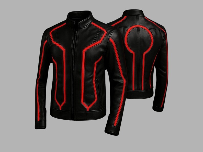 TRON Ares Black Leather Jacket | Sci-fi Cyberpunk Cosplay Costume ...