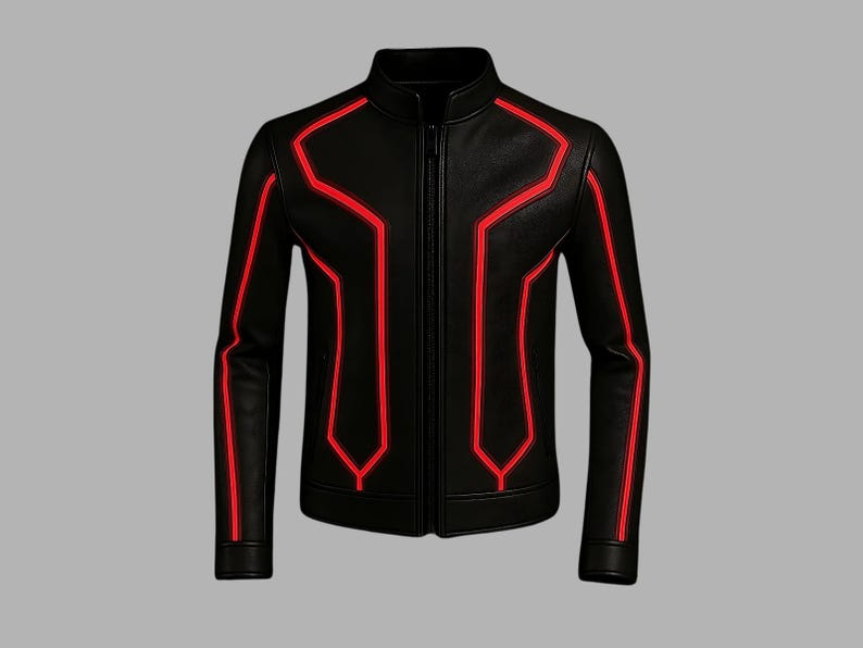 TRON Ares Black Leather Jacket | Sci-fi Cyberpunk Cosplay Costume ...