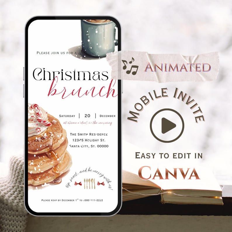 Animated Christmas Brunch Invitation | Digital Holiday Brunch Invite ...