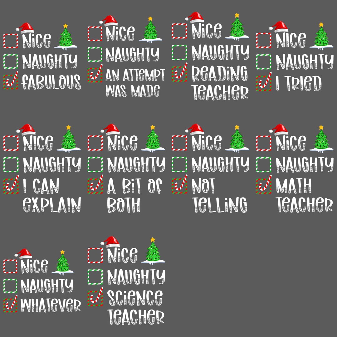 Nice Naughty List Christmas PNG – Funny Santa Family Holiday Humor ...