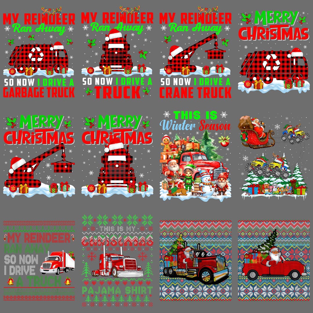 My Reindeer Ran Away Crane Truck PNG – Funny Santa Driver Christmas ...