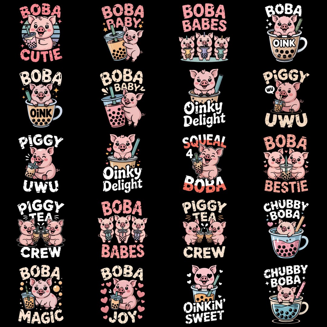 Boba Pig PNG, Cute Whimsical Retro Clipart, Funny Boba Tea Animal ...