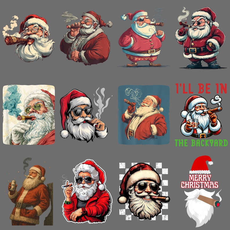 Santa Smoking Cigar Sunglasses PNG – Funny Cool Christmas Holiday Humor ...