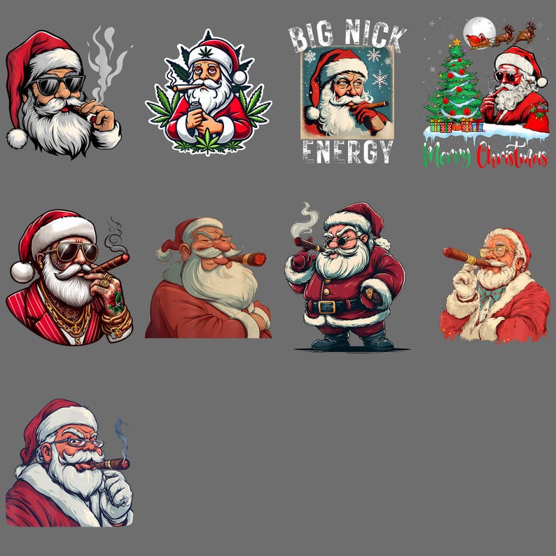 Santa Smoking Cigar Sunglasses PNG – Funny Cool Christmas Holiday Humor ...