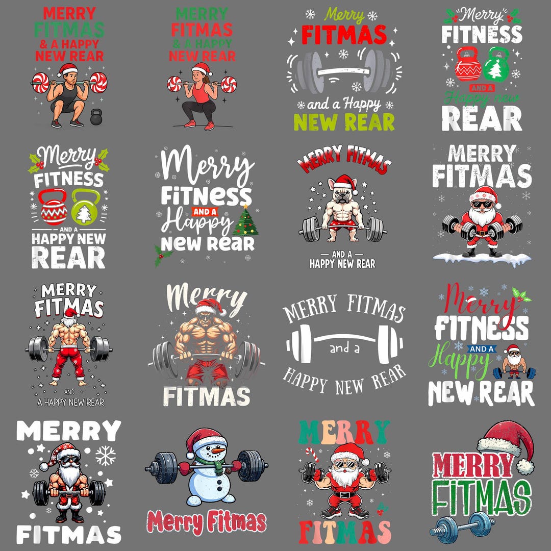 Merry Fitmas and Happy New Rear Year PNG – Funny Gym Christmas Workout ...