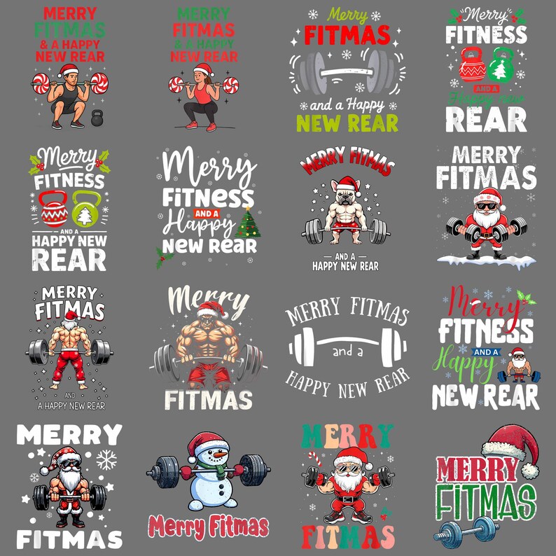 Merry Fitmas and Happy New Rear Year PNG – Funny Gym Christmas Workout ...