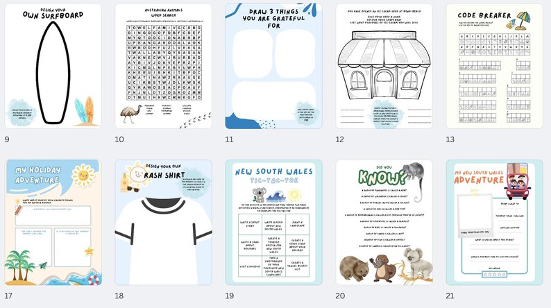 Printable Kids Activity Book - New South Wales - Etsy Australia