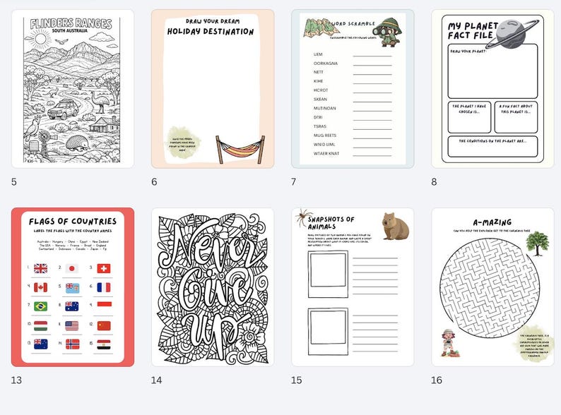 Printable Kids Activity Book - Flinders Ranges - Etsy