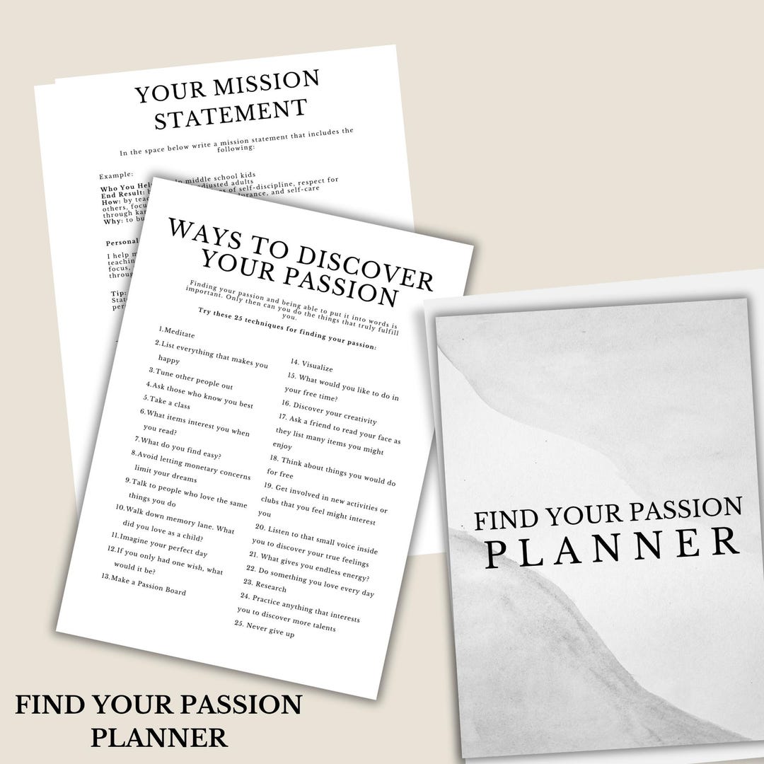 Find Your Passion Planner | Goal Setting Journal | Self Discovery ...