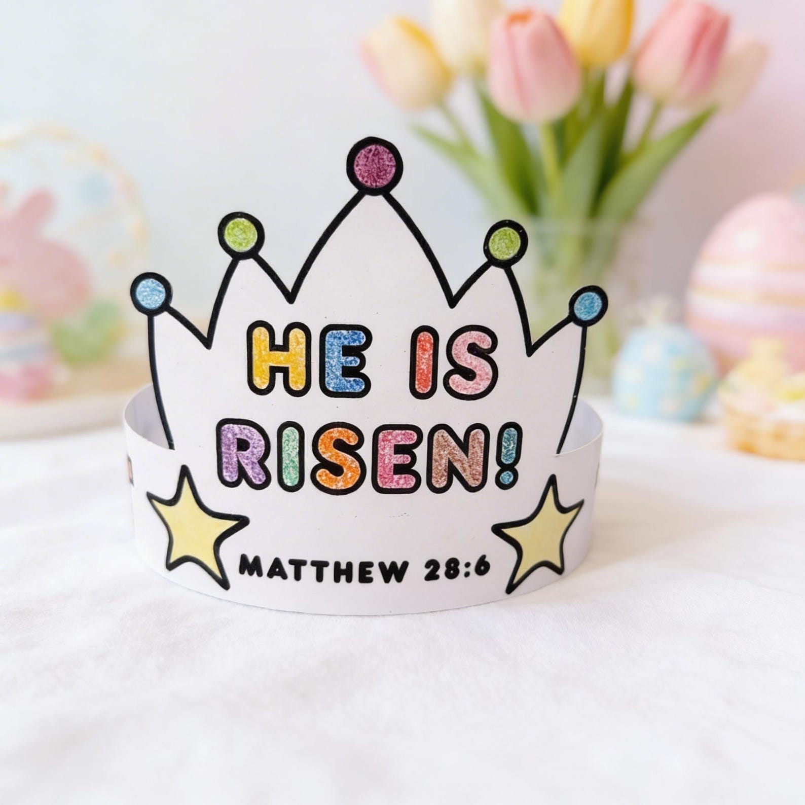 Easter Crown Craft for Kids, He is Risen Bible Verse, Resurrection ...