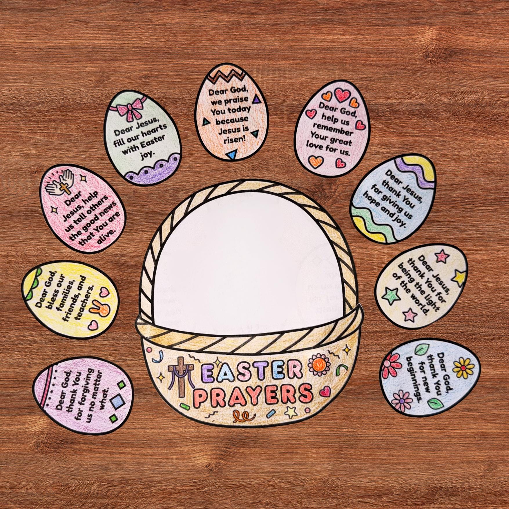 Easter Prayers Basket Craft for Kids, Sunday School Coloring Activity ...