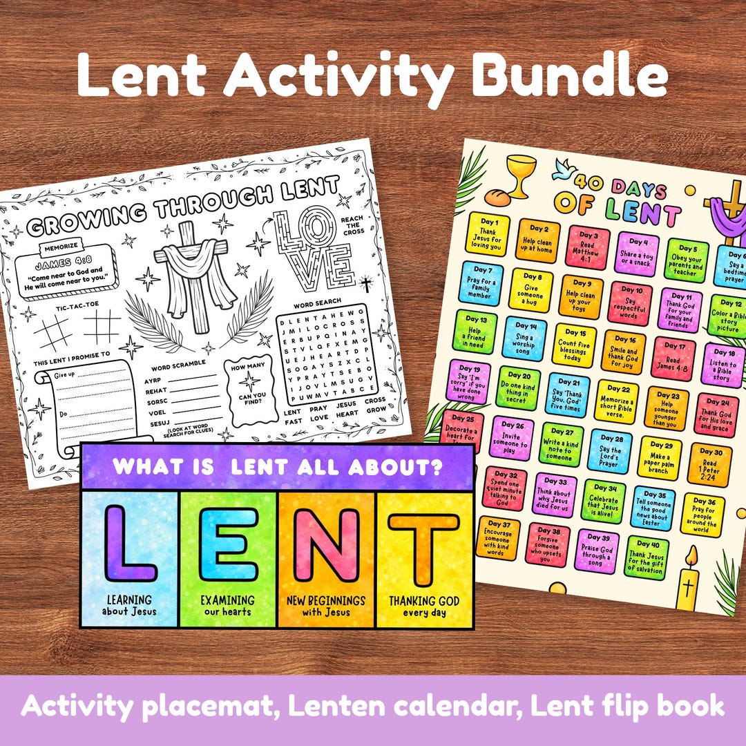 Lent Craft Bundle Sunday School, Lent Flip Book + 40 Days of Lent ...