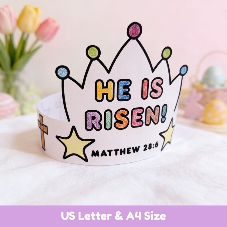 Easter Crown Craft for Kids, He is Risen Bible Verse, Resurrection ...