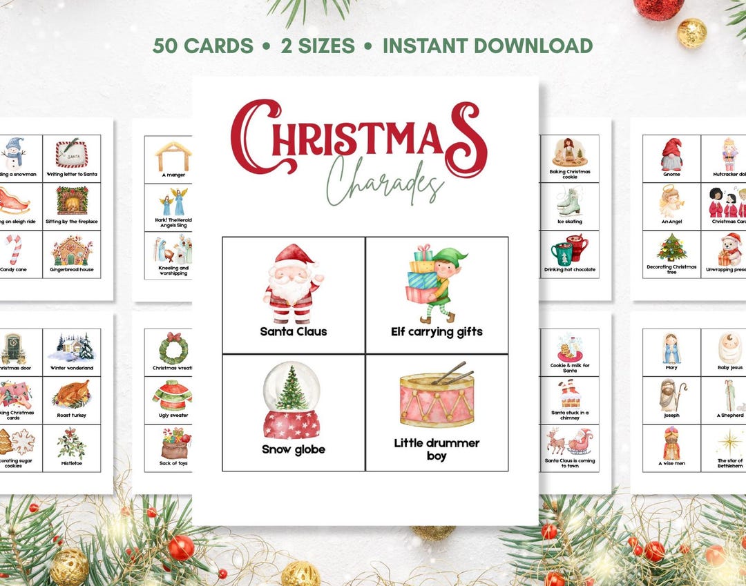 No-prep Christmas Charades for Kids & Family Easy Instant Download ...